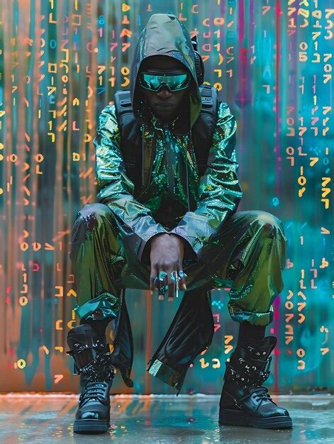 Premium Photo Photo Of Tall Non Binary Hacker Model With Led Embedded