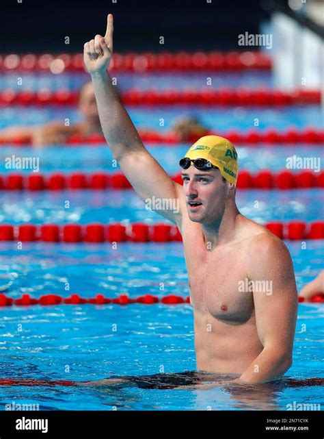 Australias James Magnussen Celebrates After Winning The Gold Medal In
