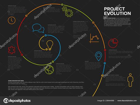 Project Evolution Timeline Template Spiral Model Icons Dark Color