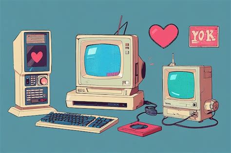 Y2k Trendy Set Of Objects Old Computer Interface Retro Pc Elements 1990s 2000s Style Flip Phone