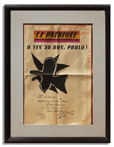 Lot Detail Pablo Picasso Signed 1475 X 225 Poster 1961