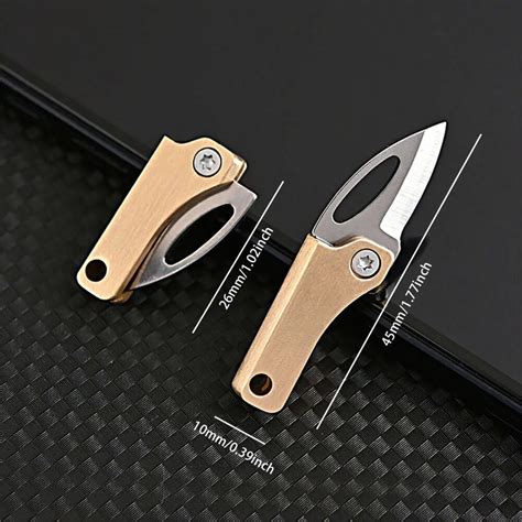 Mini Retractable Knife Keychain Portable Brass From Cleanfoot