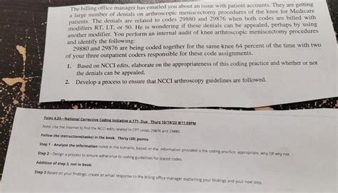 Solved The Billing Office Manager Has Emailed You About An