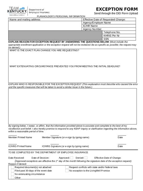 Exception Doc Template Pdffiller