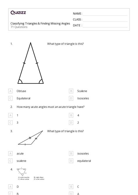 50 classifying triangles worksheets for 5th grade on quizizz free