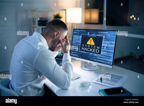 Ransomware Malware Attack And Breach Business Computer Hacked Stock