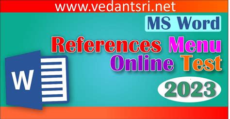 MS Word Online Test References Menu