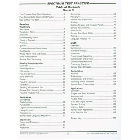 Spectrum Test Practice Workbook Grade 3