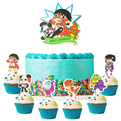 Buy Haooryx 25pcs Ryan Happy Birthday Cake Topper Decorations Cupcake Toppers Set Ryans Party