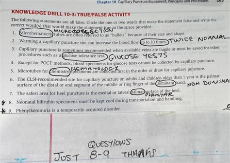 Solved Knowledge Drill 10 3 True False Activity The