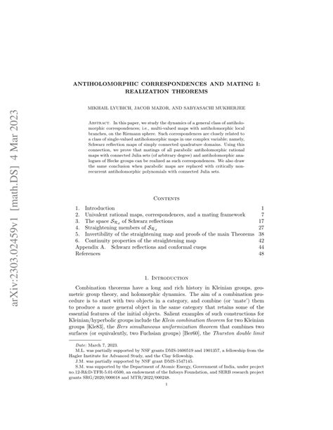 Pdf Antiholomorphic Correspondences And Mating I Realization Theorems