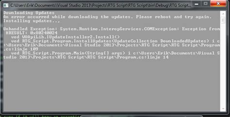 C Windows Update Script Stack Overflow