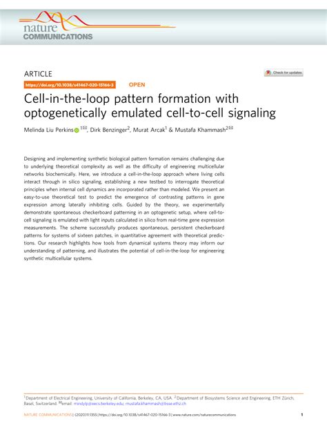 Pdf Cell In The Loop Pattern Formation With Optogenetically Emulated