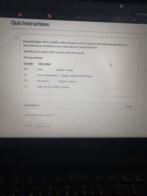 practical tasks write a vhdl code to design an alu