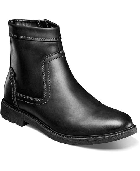 Nunn Bush Mens 1912 Water Resistant Leather Plain Toe Side Zip Boots