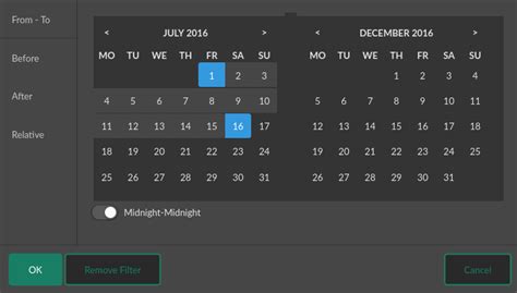 date and time range cluvio docs