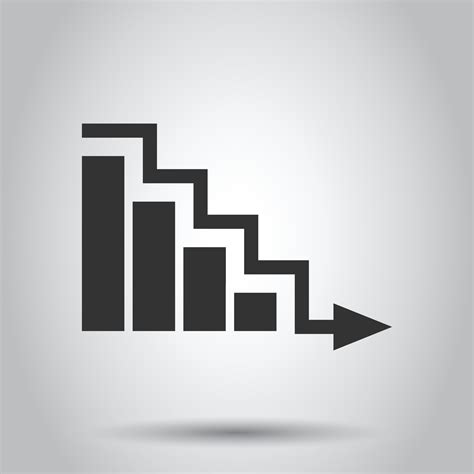 Market Trend Icon In Flat Style Decline Arrow With Magnifier Vector Illustration On White