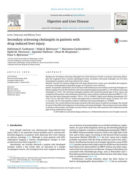 Pdf Secondary Sclerosing Cholangitis In Patients With Drug Induced