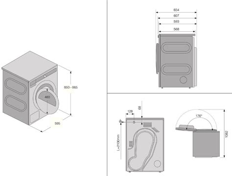 Сушильная машина Asko T408CD.W.P схема с размерами, просмотр и ...