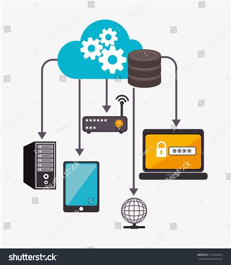Data Center Cloud Computing Hosting Vector Stock Vector Royalty Free