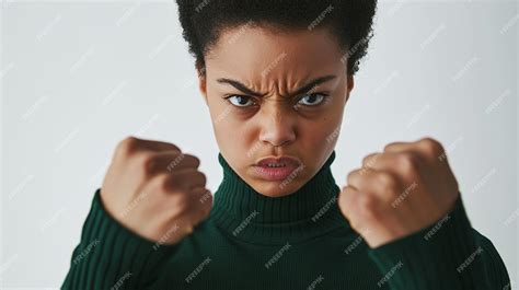 A Woman With A Angry Expression On Her Face Premium Ai Generated Image