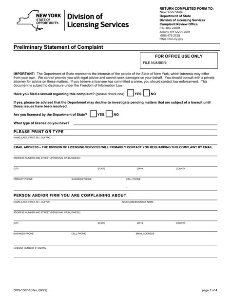 Form Dos 1507 F Download Fillable Pdf Or Fill Online Preliminary
