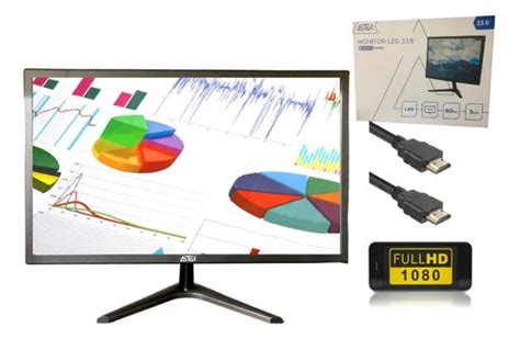 Monitor Led Full Hd 236 Polegadas Hdmi Vga Cor Preto Frete Grátis