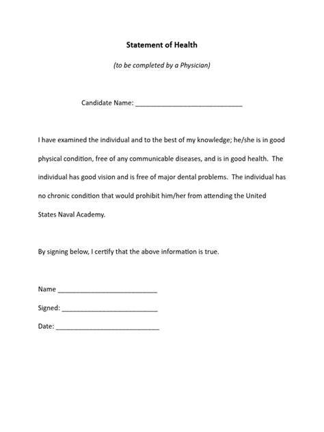 Statement Of Health Pdf