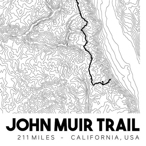John Muir Trail Printable Hiking Map California Topographic Map