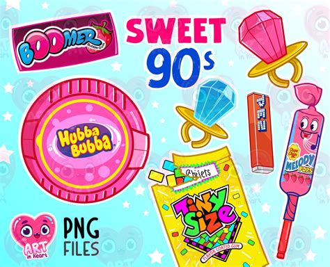 Sweet 90s Bundle 90s Lover 90s Candy Clipart 90s Party Bundle Nostalgia Retro Clipart