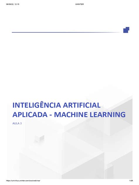 InteligÊncia Artificial Aplicada Aula03 Pdf Aprendizado Algoritmos