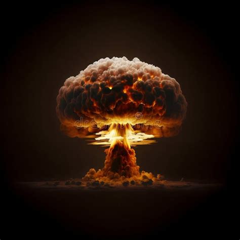 Nuclear Explosion Isolated On White Background Generative Ai Stock