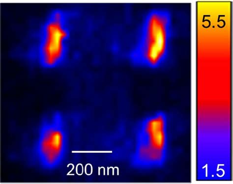 Four Gold Nanoclusters With 500 Nm Period On Si Substrate A Sem