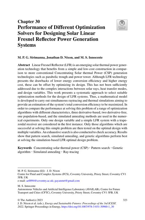 Pdf Performance Of Different Optimization Solvers For Designing Solar