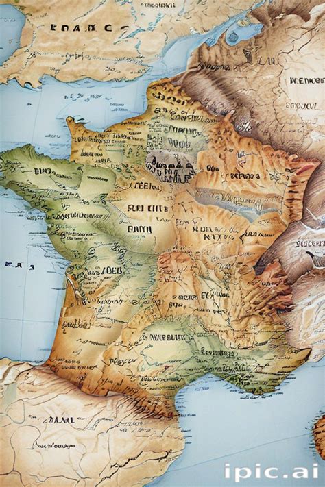 Detailed Map Of Ancient France Highlighting Geographic Features And
