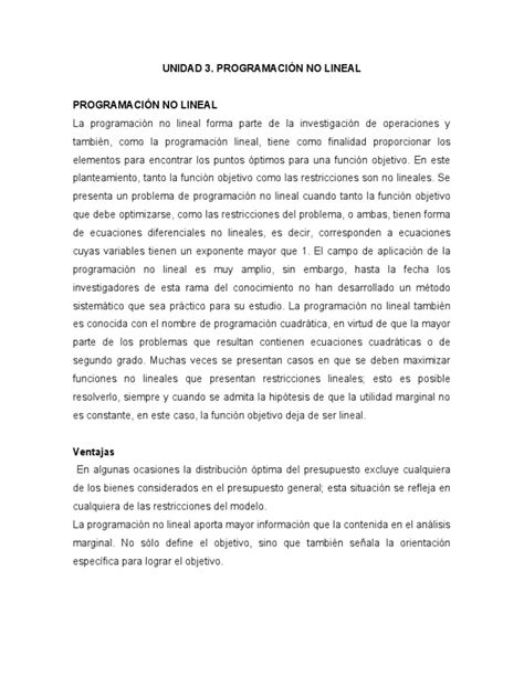 apuntes de programación no lineal u3 isc pdf programación