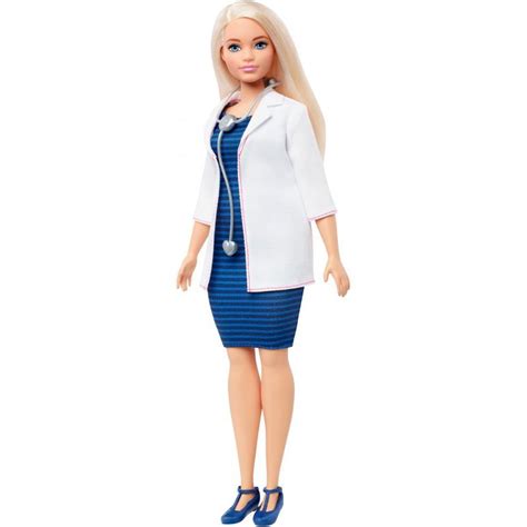 Barbie® Doctor Doll Blonde Curvy Wearing In White Coat With Stethoscope Fxp00 Barbiepedia