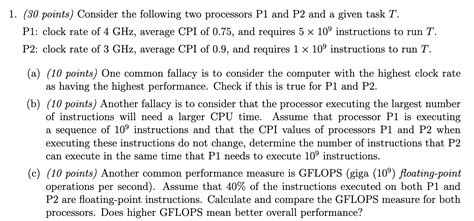 solved 1 30 points consider the following two processors