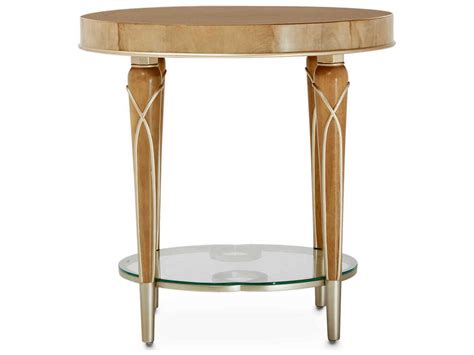 Michael Amini Villa Cherie Caramel Round Wood End Table Aicn9008202134