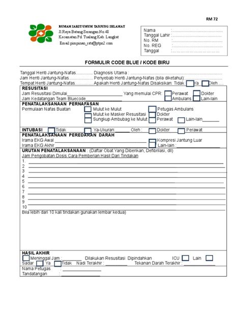 Formulir Code Blue Pdf