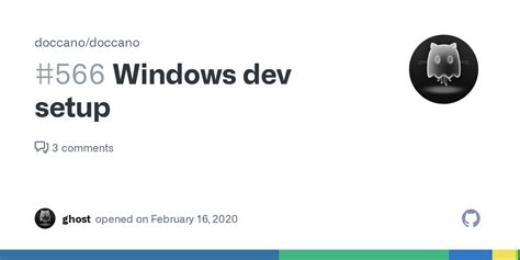 Windows Dev Setup · Issue 566 · Doccanodoccano · Github