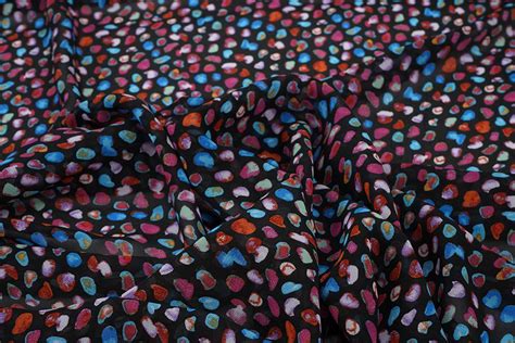 Chiffon Bedrukt Alunora Zwart Yes Fabrics
