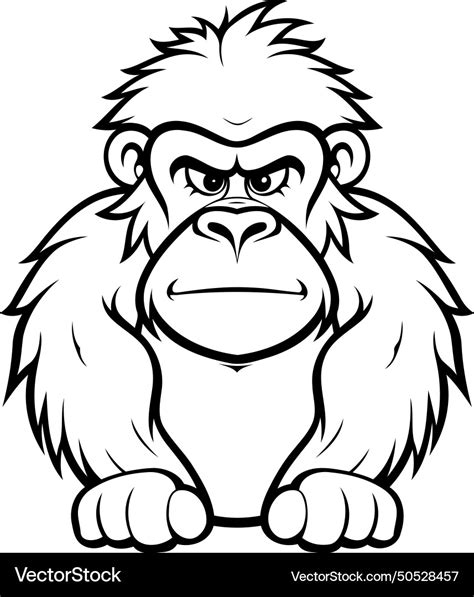 Gorilla Black And White Isolated Royalty Free Vector Image