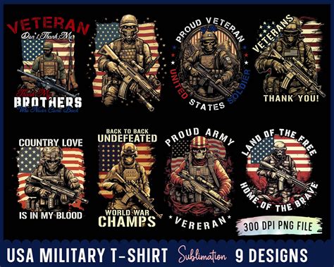 Usa Military T Shirt Design Bundle Veteran Usa Military Png Etsy