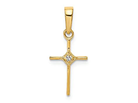 10k Yellow Gold Small Diamond Cross Pendant 1308fb Jtv