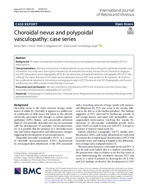 Pdf Choroidal Nevus And Polypoidal Vasculopathy Case Series