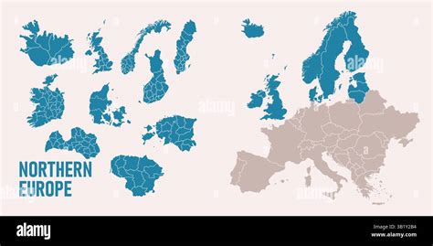 Northern Europe Map Iceland Ireland United Kingdom Denmark Norway