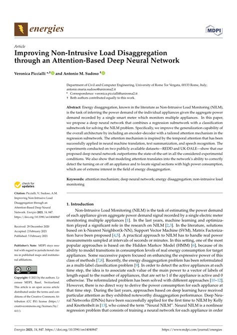 Pdf Improving Non Intrusive Load Disaggregation Through An Attention Based Deep Neural Network