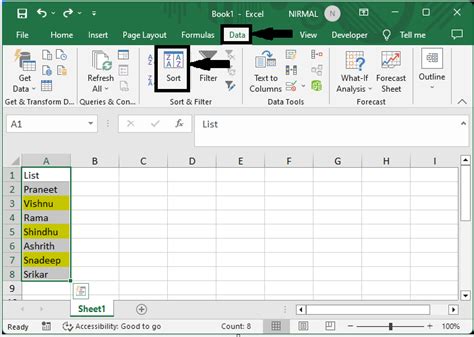 Excel 如何将突出显示的单元格移到顶部 极客笔记