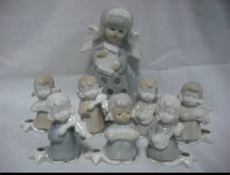 Yahooオークション 陶器天使少女キャンドル立て天使少女楽器持ち8点
